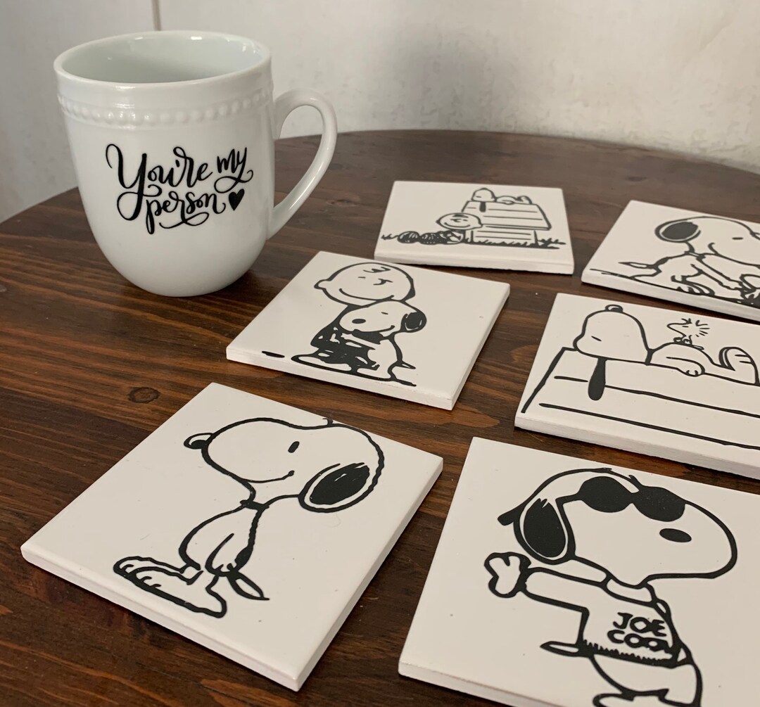 Peanuts Coaster Set, Ceramic Tile Coasters, Snoopy Coasters, Charlie ...