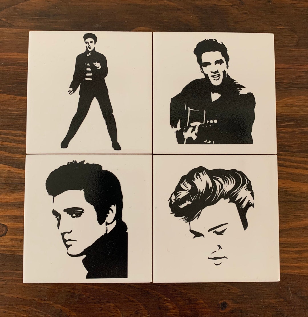 Elvis Coaster Set, Coaster Holder, Elvis Presley, Coasters, Elvis Fan ...