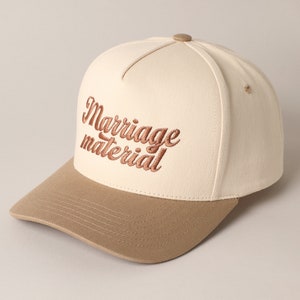 Marriage Material Text Embroidery Two-tone Canvas Trucker Hat, Stylish ...