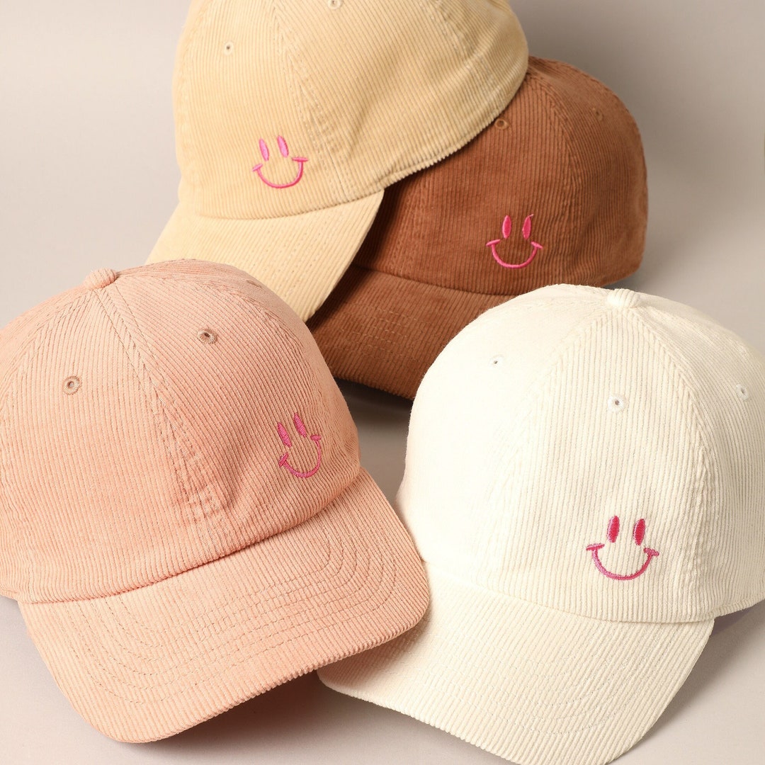 Cute Mini Happy Face Embroidered Baseball Cap, Stylish Embroidered ...