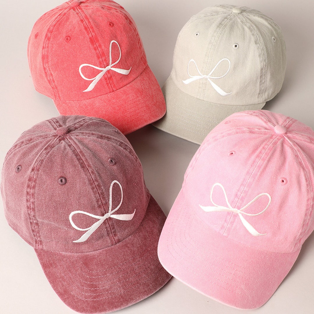 Bow Embroidered Baseball Cap, Stylish Casual 100% Cotton Outdoor Caps ...