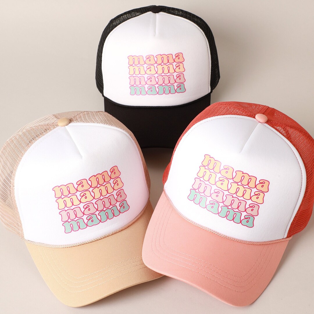 MAMA Print Baseball Cap With Mesh Back, Summer Hats, Trucker Caps, Mesh ...