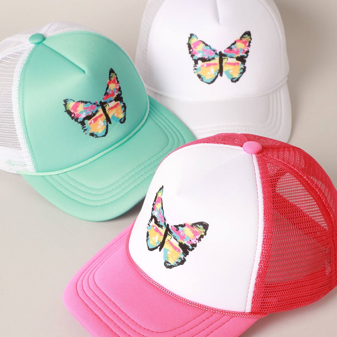 KIDS C.C Hand Painted Butterfly Baseball Cap With Mesh Back, Summer ...