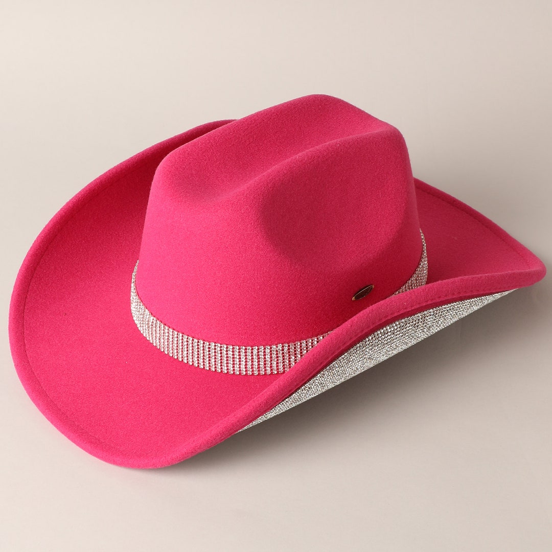 Vegan Felt Cowboy Hat With Rhinestone Trim, VEGAN Made Material Hat ...