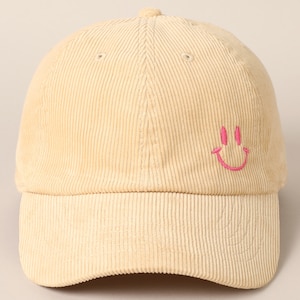 Cute Mini Happy Face Embroidered Baseball Cap, Stylish Embroidered ...