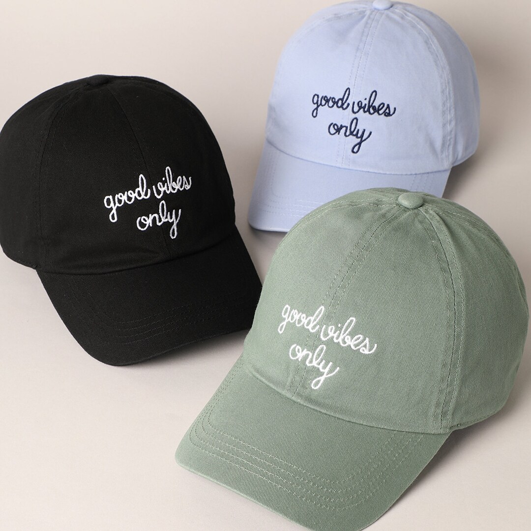 Good Vibes Only Embroidered Letters Baseball Cap, Stylish Casual 100% ...