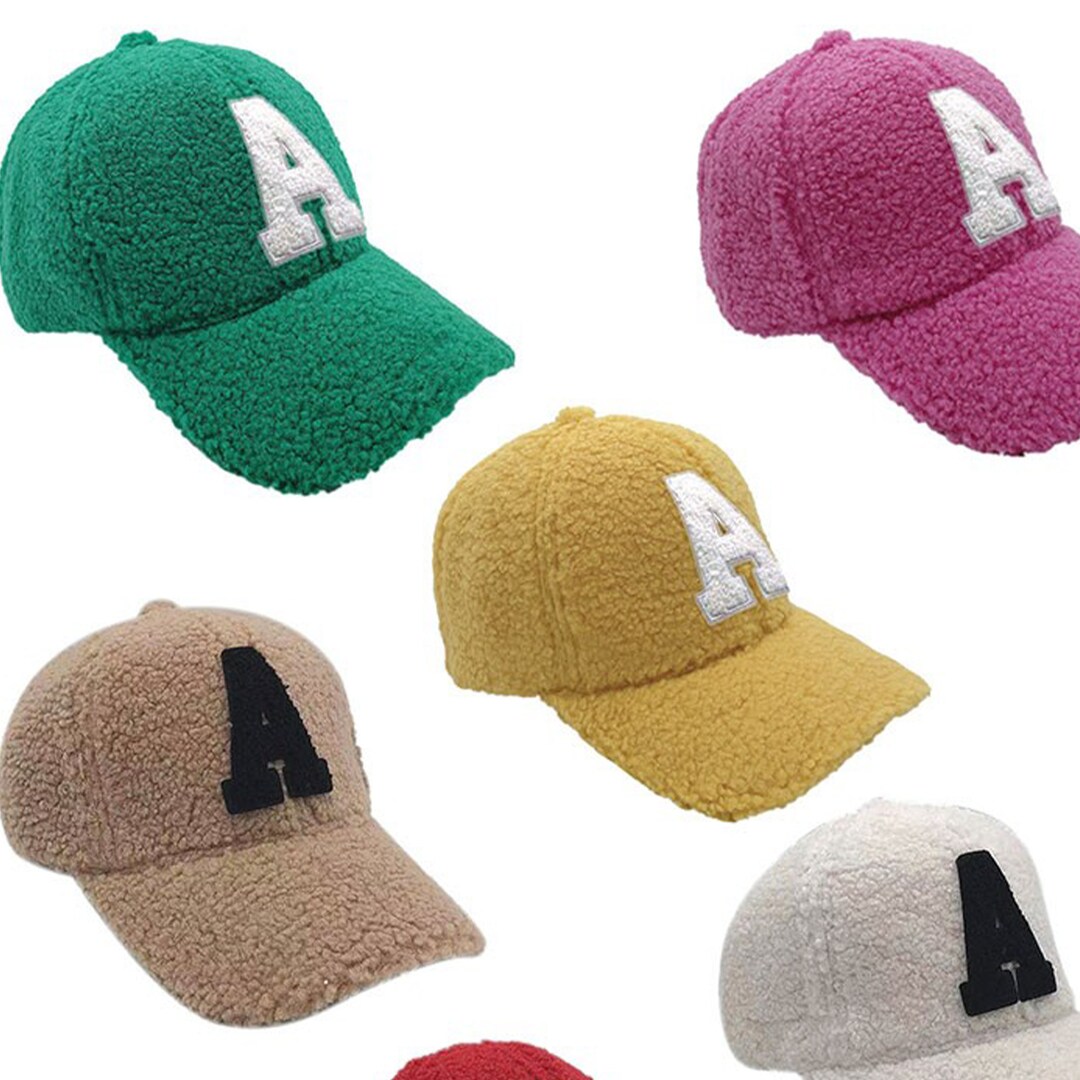 Letter A Chenille Patched Baseball Cap, Sherpa Material Warm Baseball ...