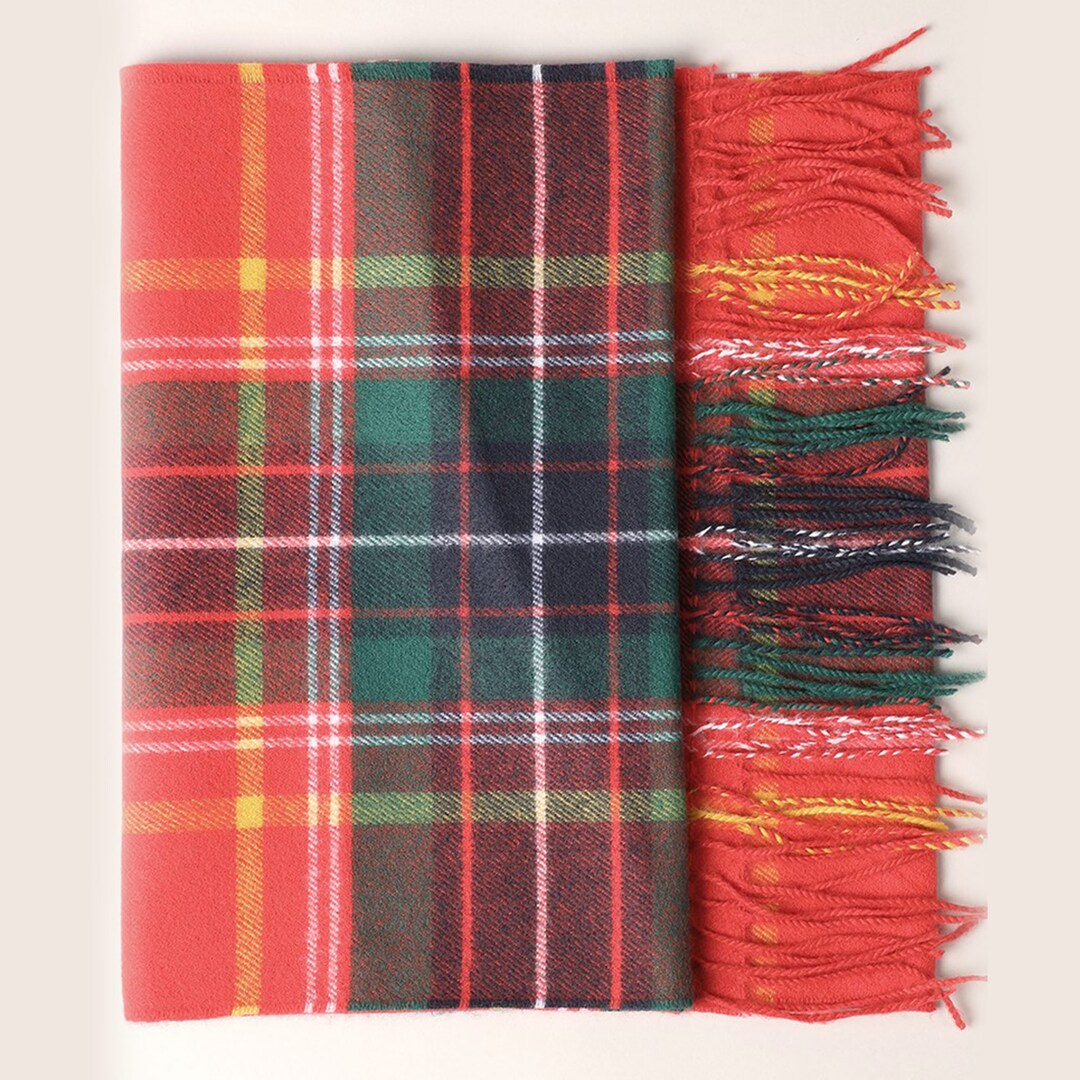 Cashmere Feel Plaid Pattern Scarf, Soft Cozy Warm Winter Scarf for Men ...