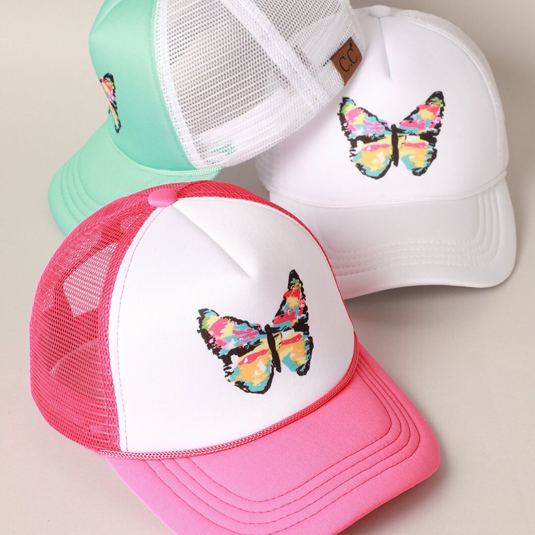 C.C Hand Painted Butterfly Baseball Cap With Mesh Back, Summer Hats ...