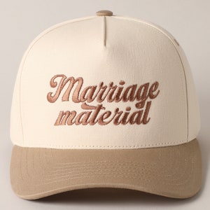 Marriage Material Text Embroidery Two-tone Canvas Trucker Hat, Stylish ...