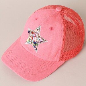 Stone Embellished Star Patch Baseball Cap, Embellished Cap, Meshed-back ...