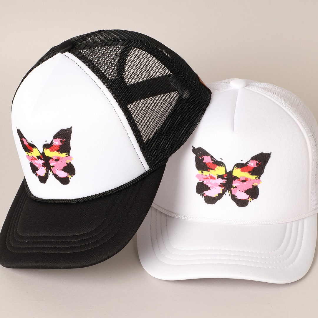 C.C Hand Painted Butterfly Baseball Cap With Mesh Back, Summer Hats ...