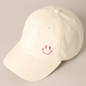 Cute Mini Happy Face Embroidered Baseball Cap, Stylish Embroidered ...
