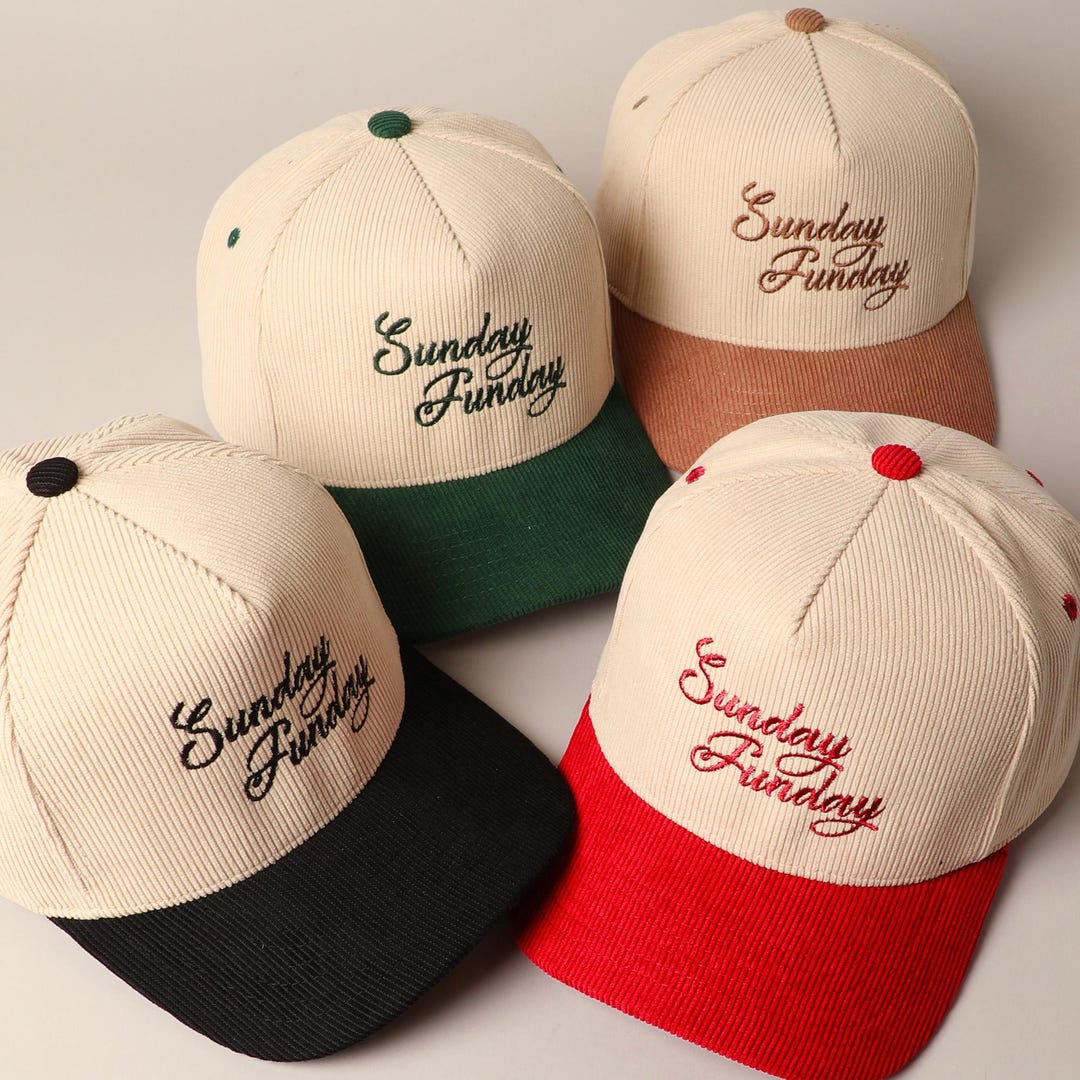 Sunday Funday Corduroy Trucker Baseball Cap, Corduroy Trucker Hat ...