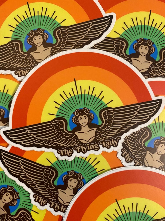 Flying Lady Die Cut Pilot Sticker Rainbow | Etsy