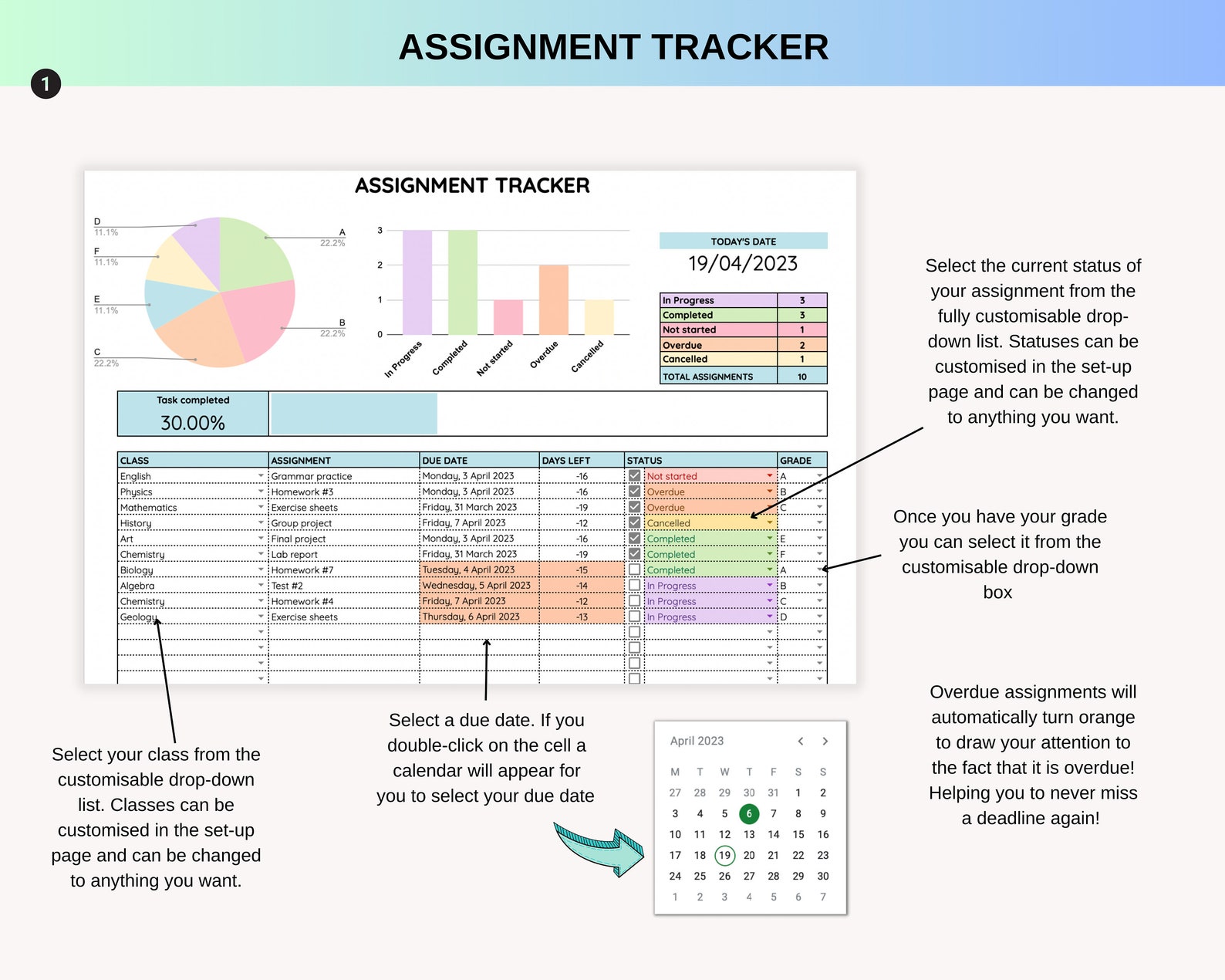 Student Tracker Google Sheets Spreadsheet, 2023 & 2024 Tracker for ...