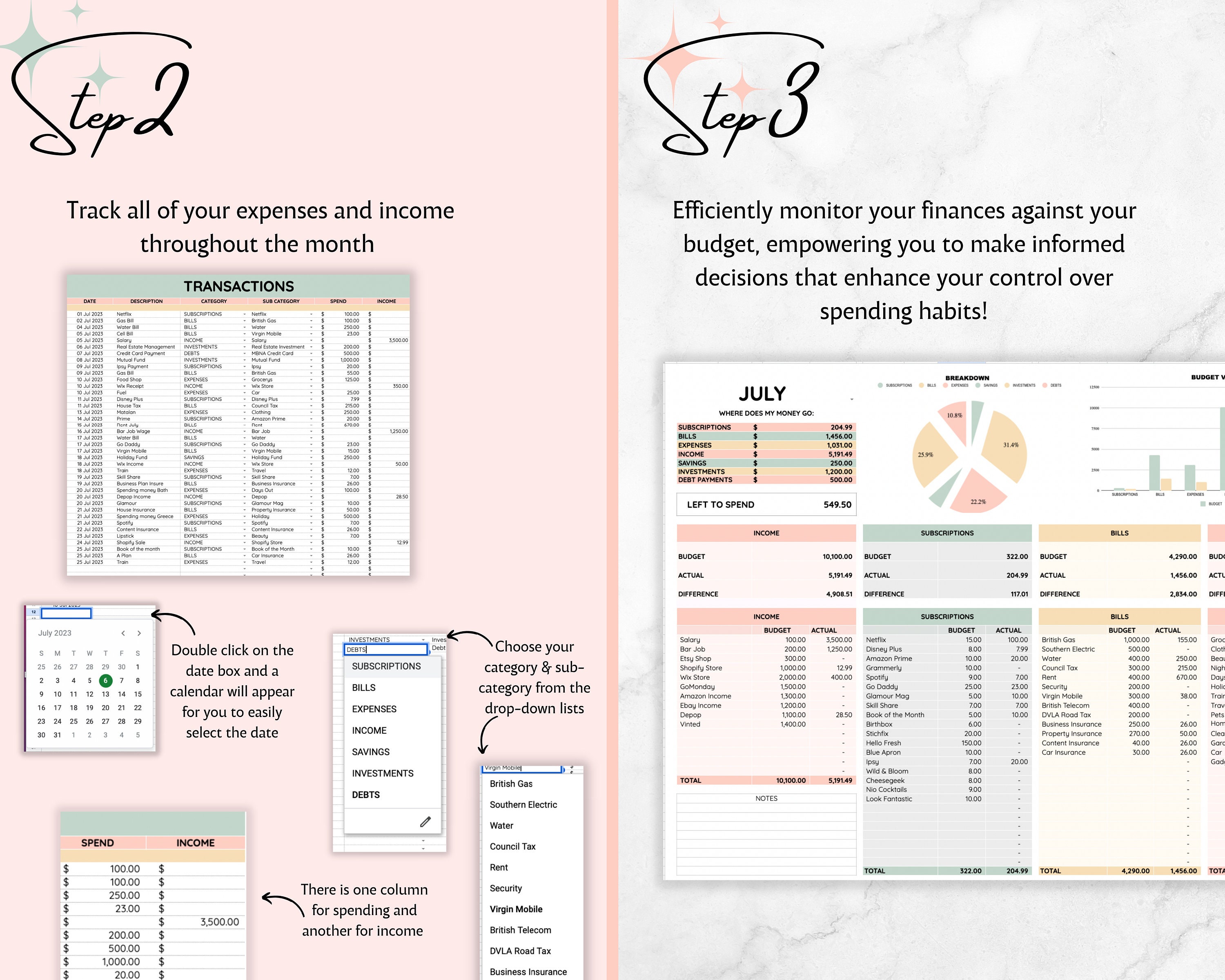 Monthly Budget Spreadsheet Template for Google Sheets Budget - Etsy