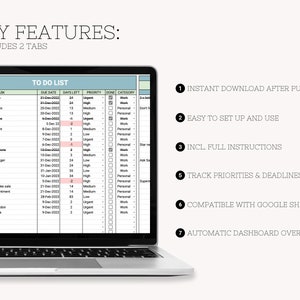 Digital to Do List and Task Tracker, Google Sheets to Do List, Organisation Spreadsheet ...