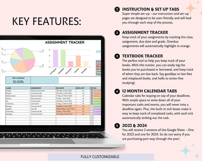 Student Tracker Google Sheets Spreadsheet, 2023 & 2024 Tracker for ...