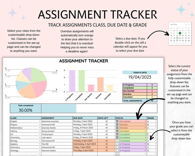 Student Tracker Google Sheets Spreadsheet, 2023 & 2024 Tracker for ...