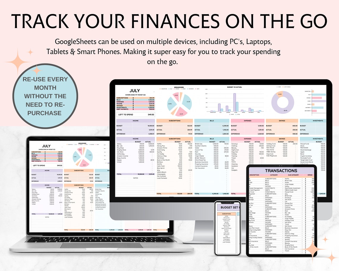 Budget Planner for Google Sheets, Monthly Budget Spreadsheet, Paycheck ...