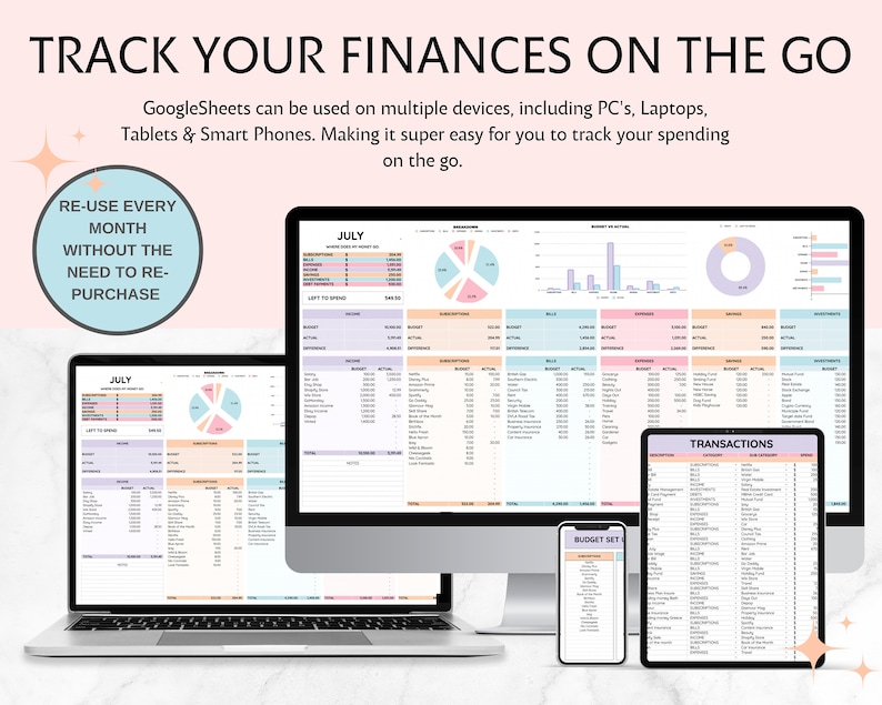 Budget Planner for Google Sheets, Monthly Budget Spreadsheet, Paycheck ...