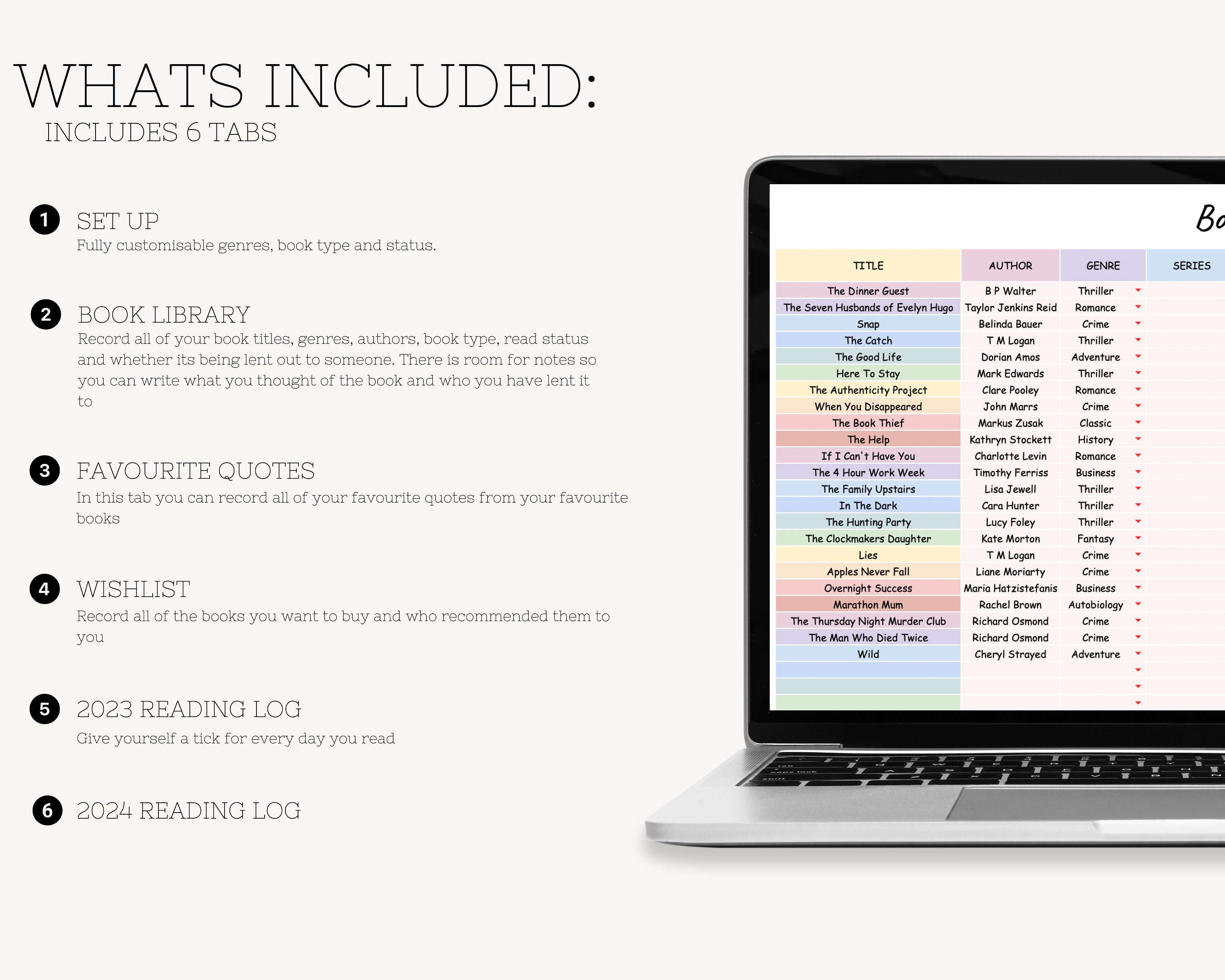 Book Tracker and Reading Log for Google Sheets and Excel - Etsy
