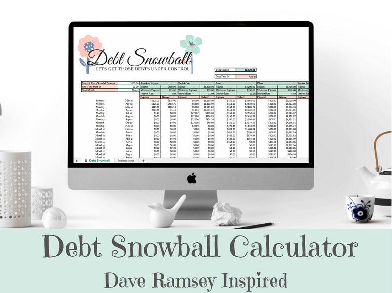 Dave Ramsey Inspired Debt Snowball Spreadsheet, Automatic Debt Snowball ...