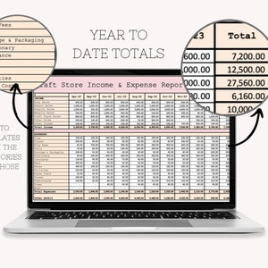 Craft Business Income and Expenses Bookkeeping Spreadsheet, Artists ...