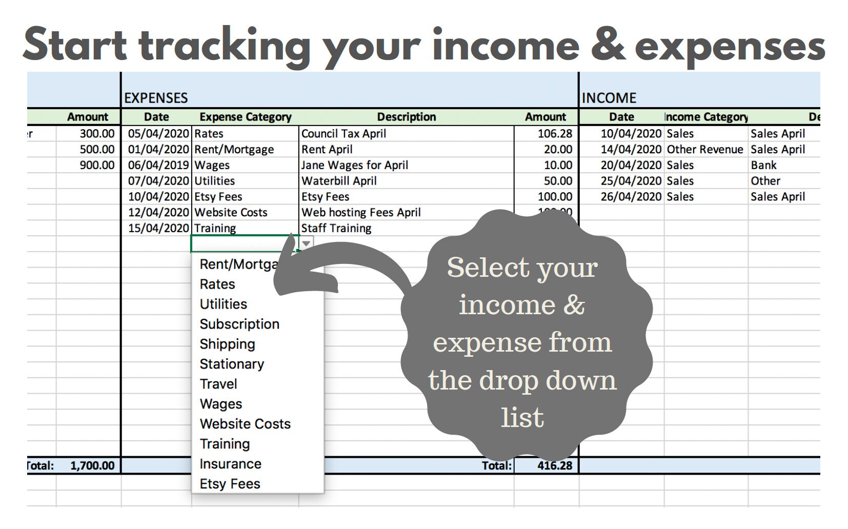 Small Business Income and Expenses Bookkeeping Tracker Excel - Etsy UK