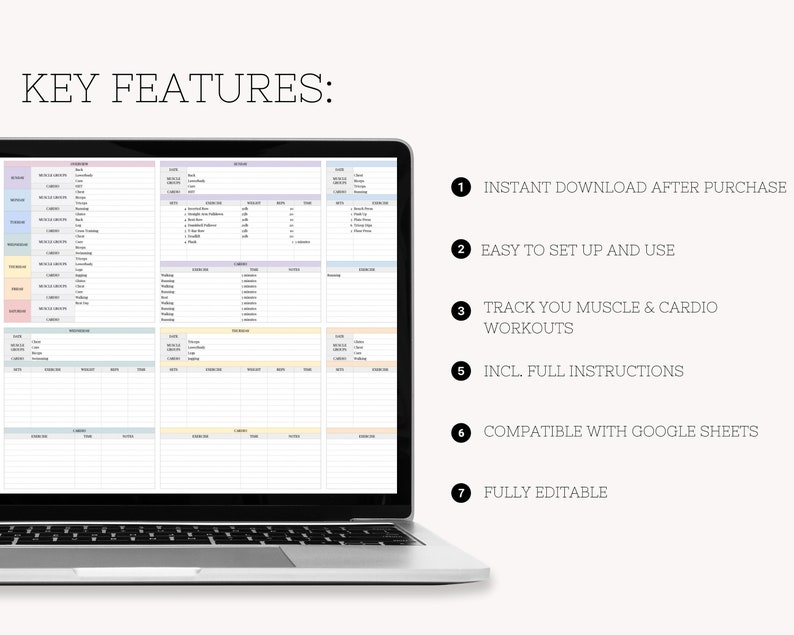 Workout Tracker, Fitness Tracker, Workout Planner Spreadsheet, Fitness ...