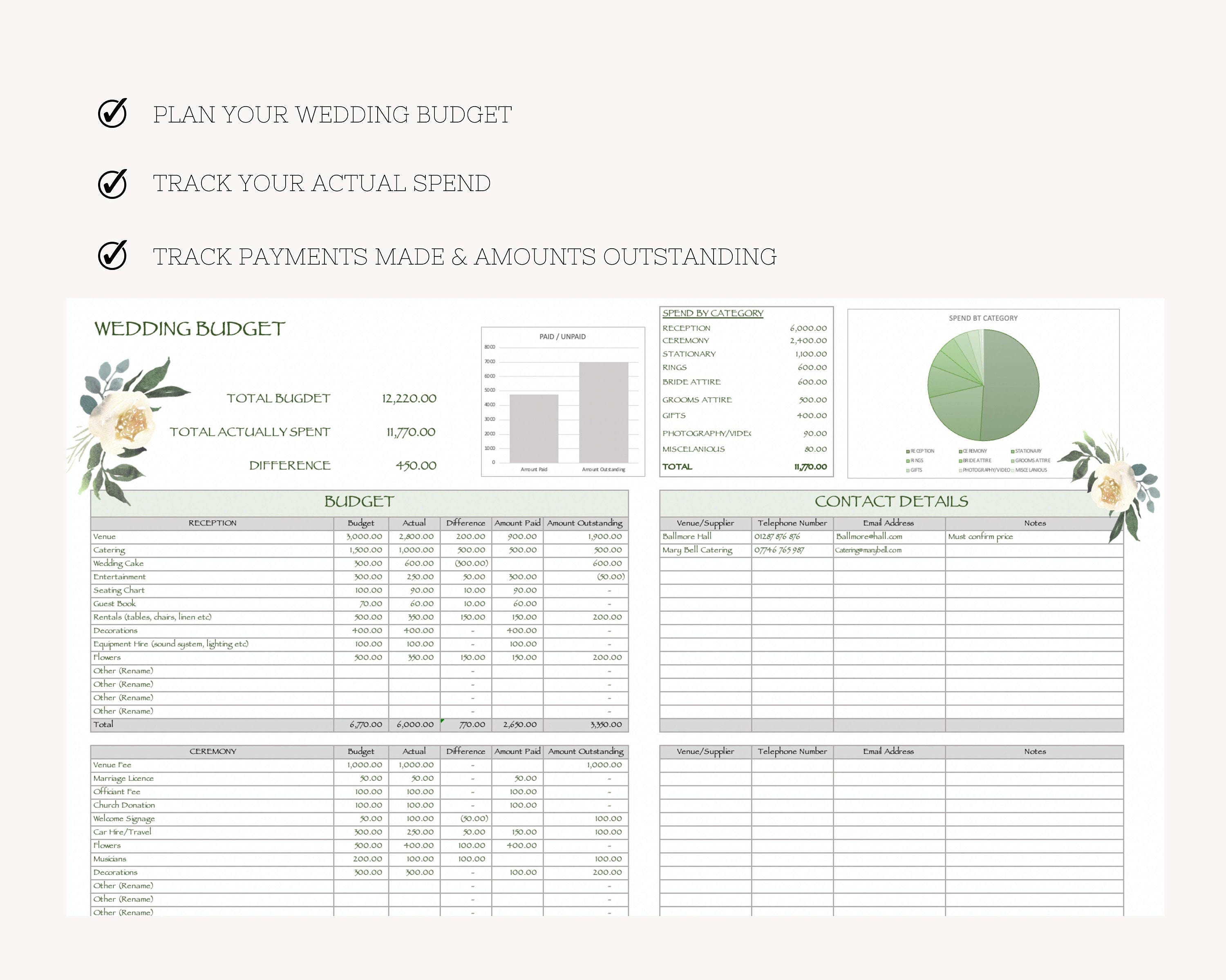 Wedding Budget Spreadsheet Google Sheets Template, Wedding Budget ...