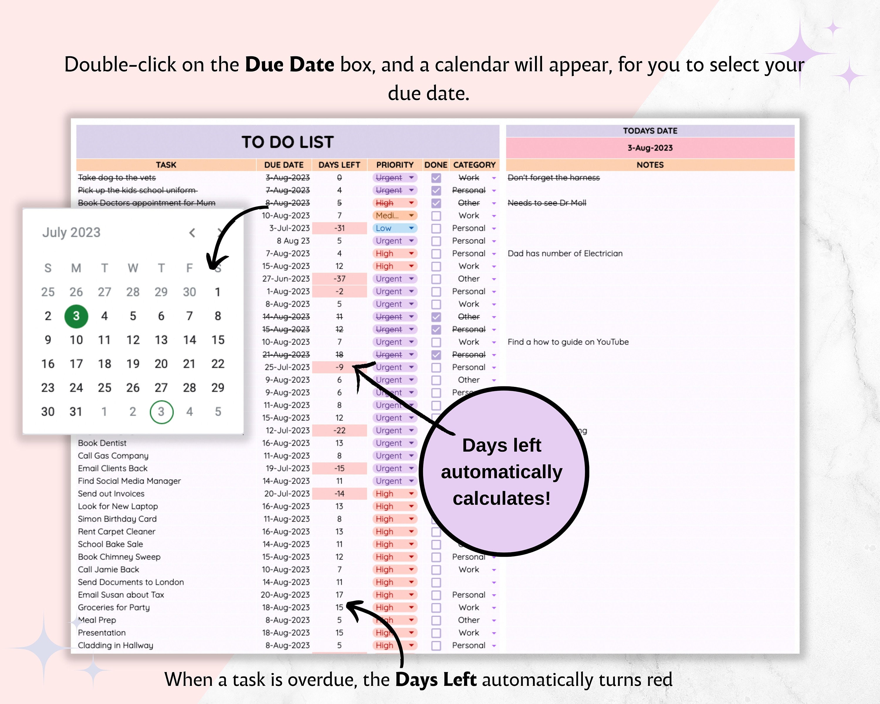 Digital to Do List and Task Tracker, Google Sheets to Do List ...