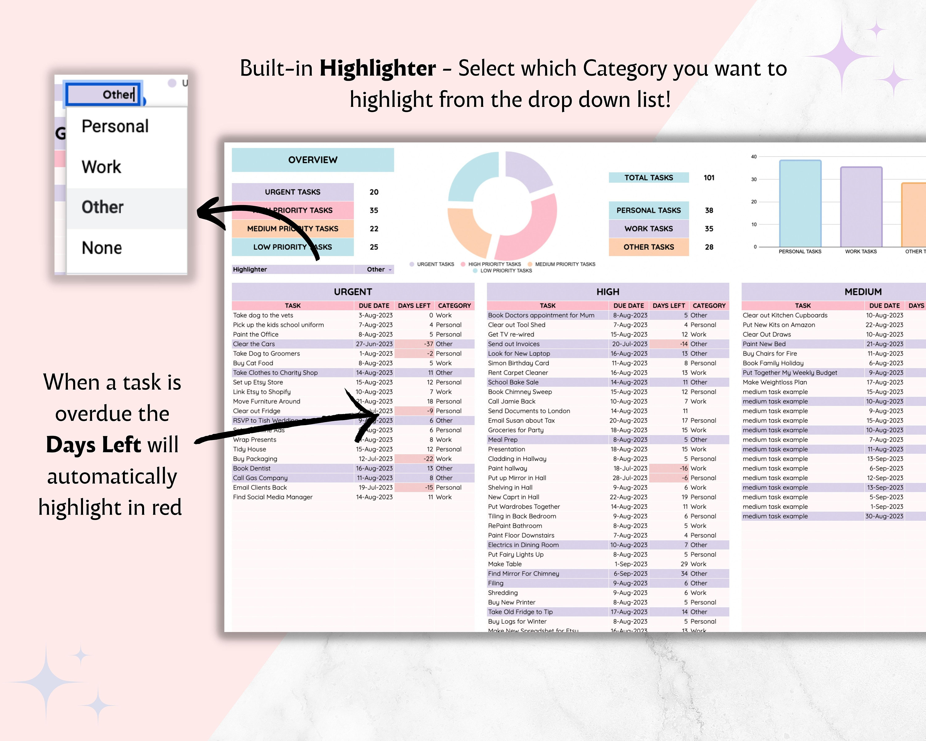 Digital to Do List and Task Tracker, Google Sheets to Do List ...