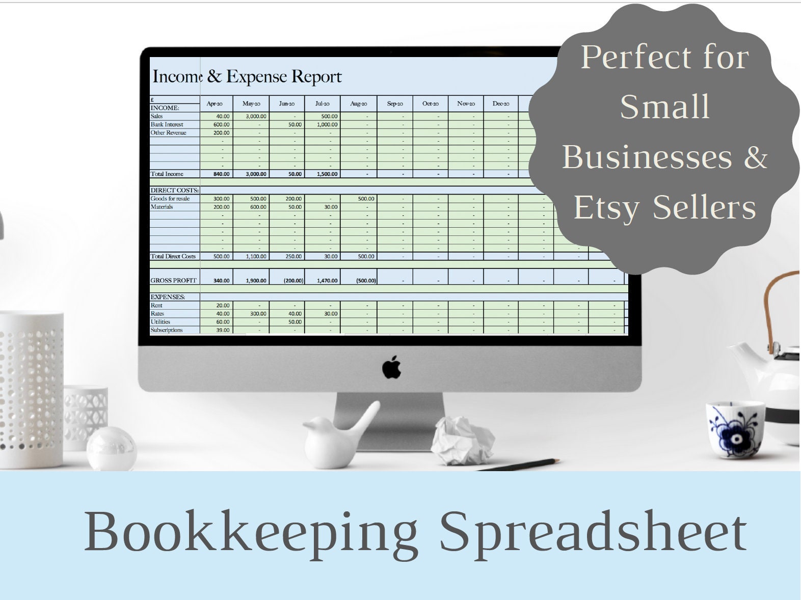 Small Business Income and Expenses Bookkeeping Tracker Excel - Etsy UK