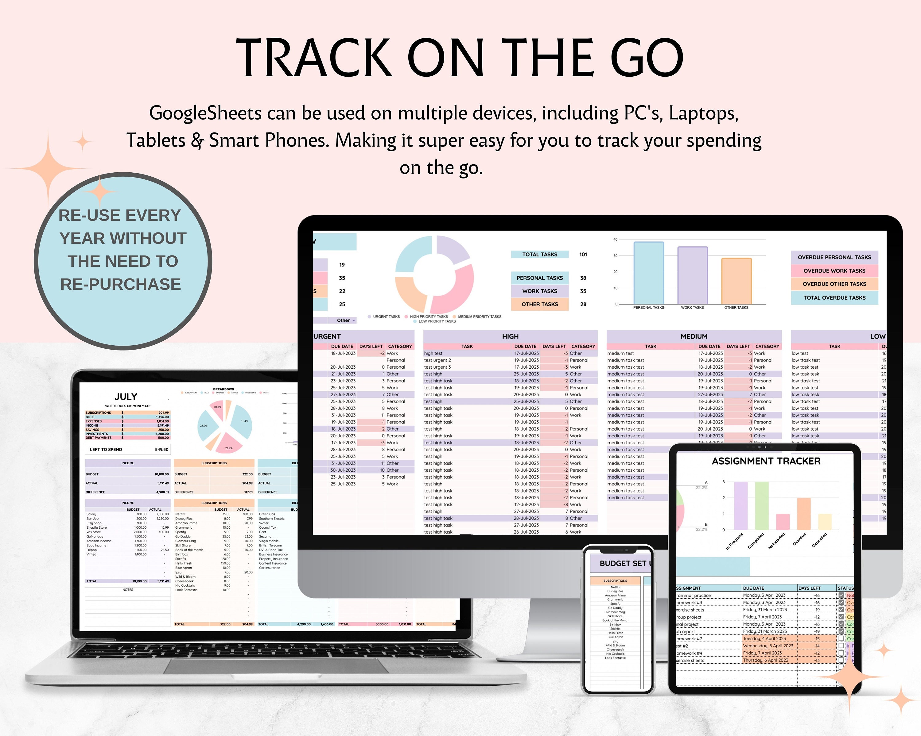 Back to School Bundle, Task Tracker, Assignment Tracker, Student ...