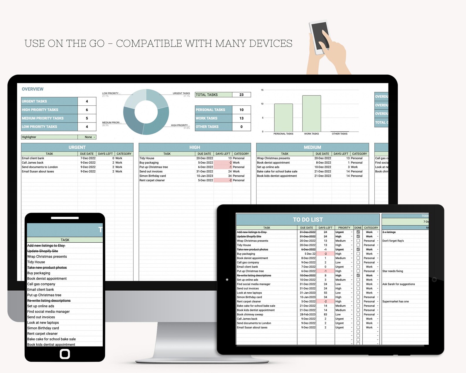 Digital to Do List and Task Tracker Google Sheets to Do List - Etsy