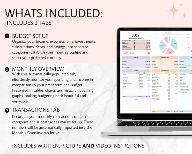 Budget Planner for Google Sheets, Monthly Budget Spreadsheet, Paycheck ...