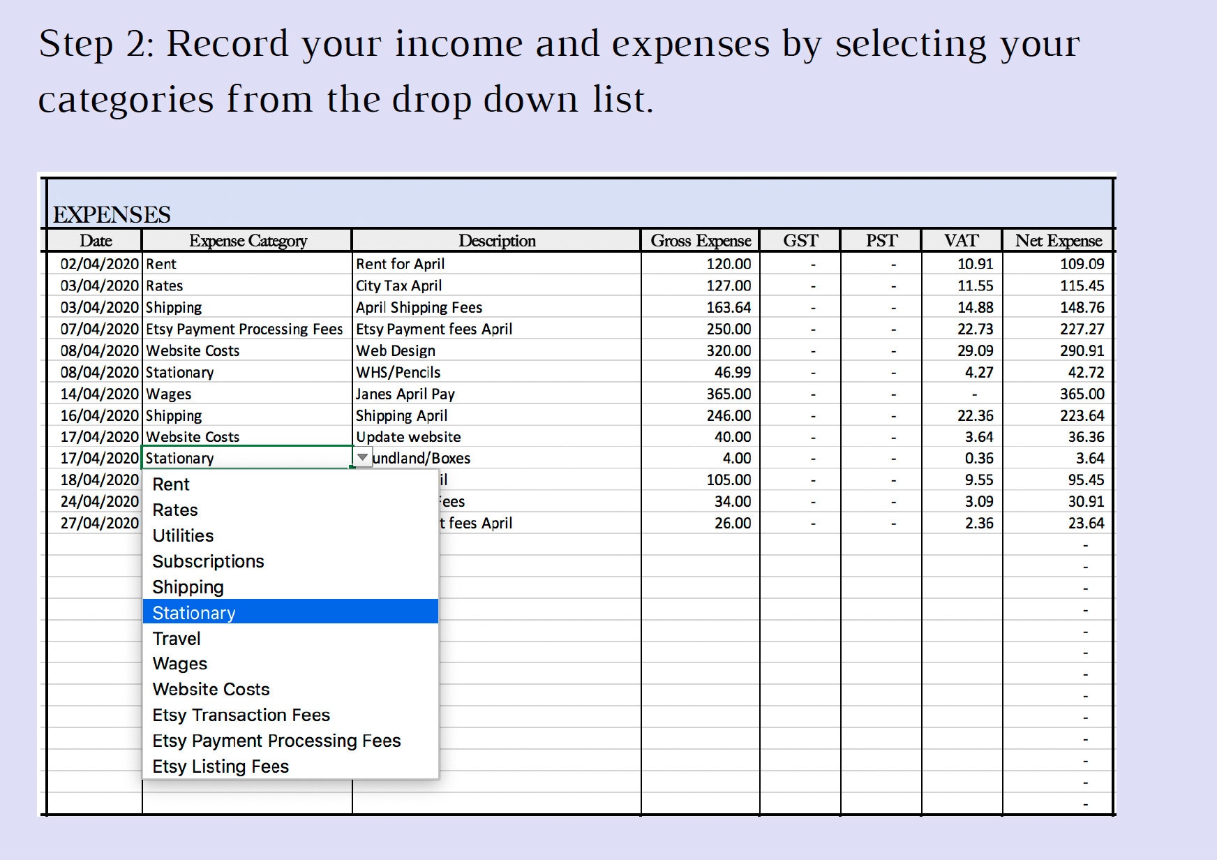 Small Business Income, Expenses & Tax Bookkeeping Tracker Excel ...