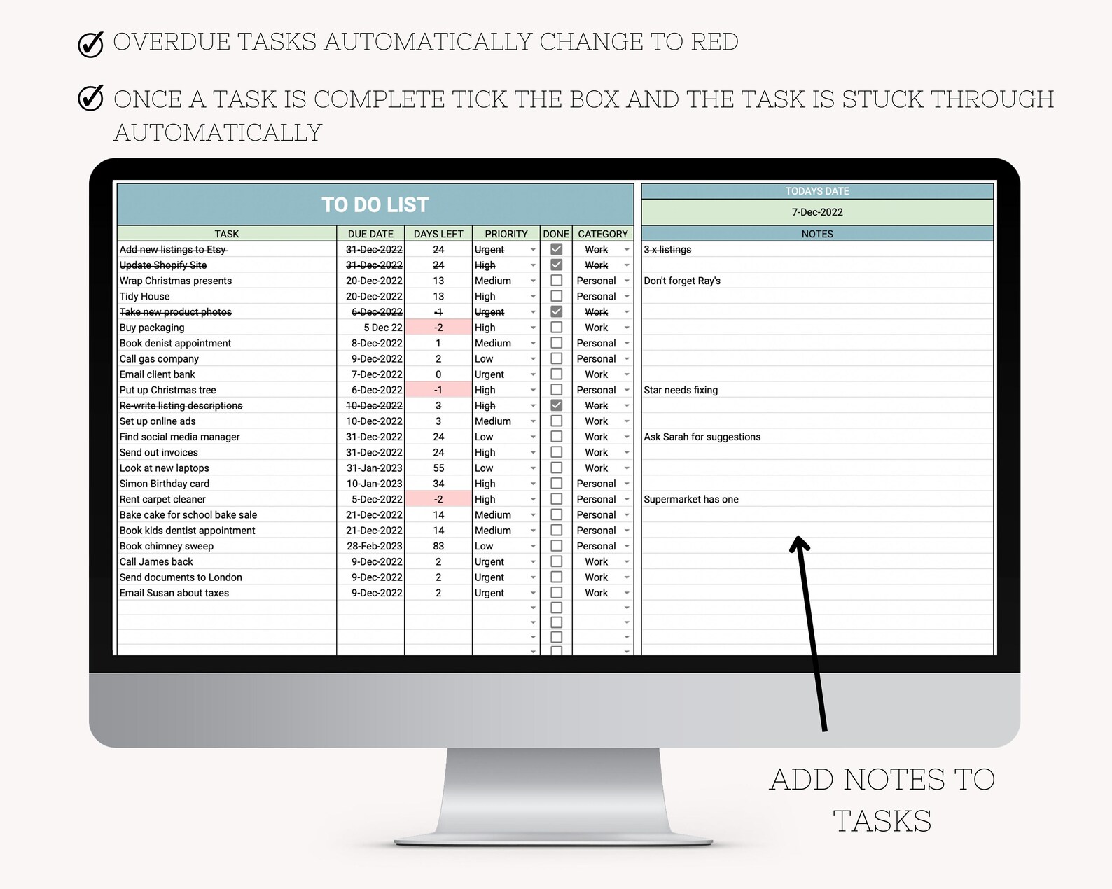 Digital to Do List and Task Tracker Google Sheets to Do List - Etsy