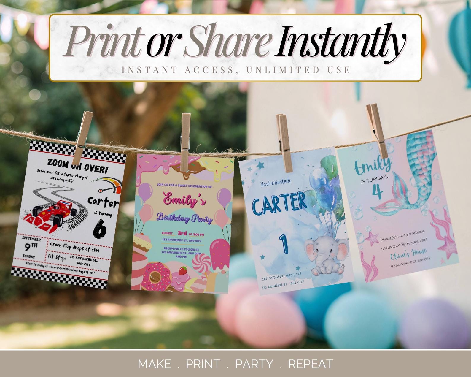 Digital Birthday Invitations Bundle | PLR & MRR Digital Product | 35 ...