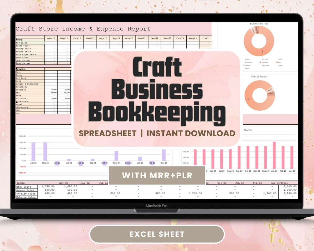Craft Business Bookkeeping Spreadsheet | PLR & MRR Digital Product ...