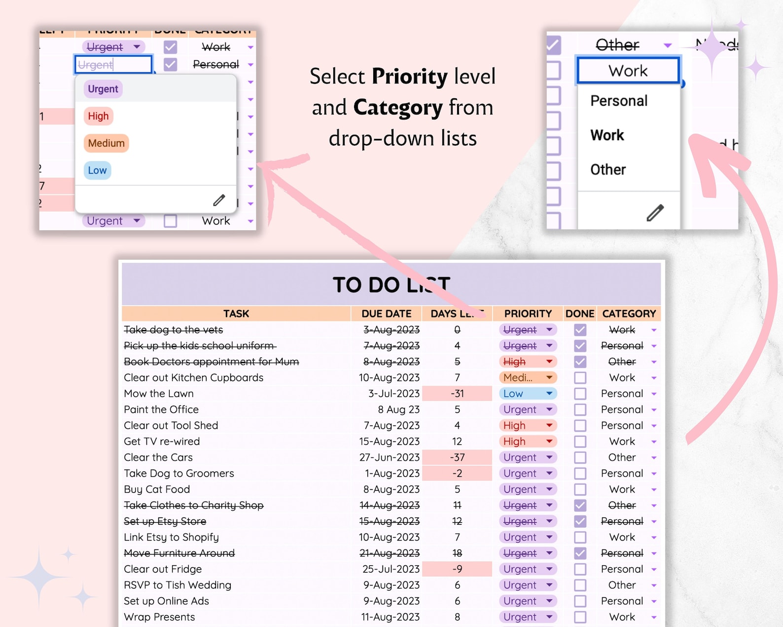 Digital to Do List and Task Tracker, Google Sheets to Do List ...