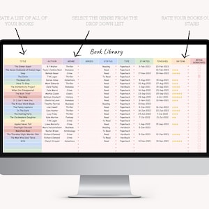 Book Tracker and Reading Log for Google Sheets and Excel, Bibliophile ...