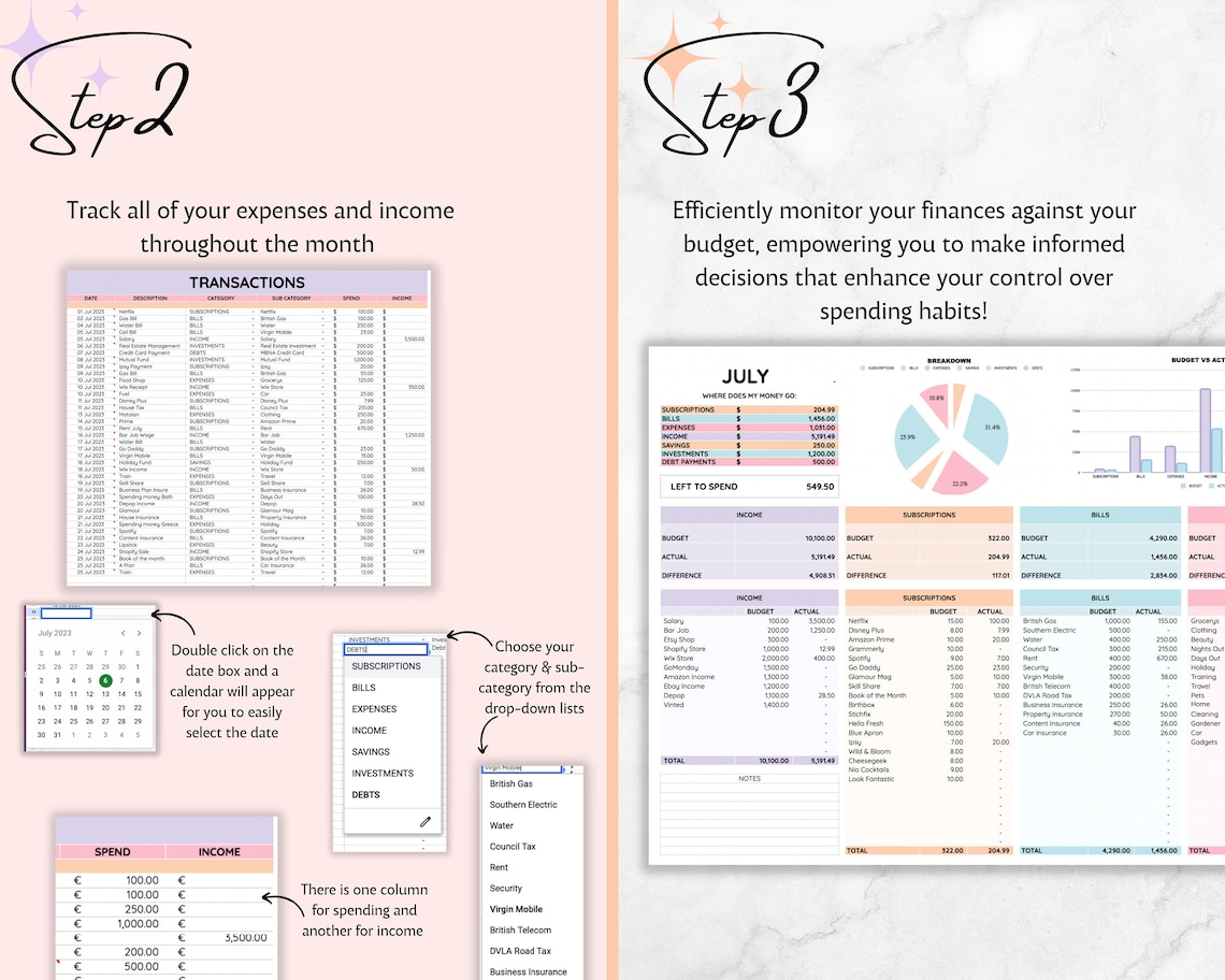 Budget Planner for Google Sheets, Monthly Budget Spreadsheet, Paycheck ...