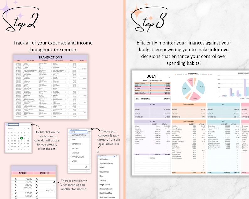 Budget Planner for Google Sheets, Monthly Budget Spreadsheet, Paycheck ...
