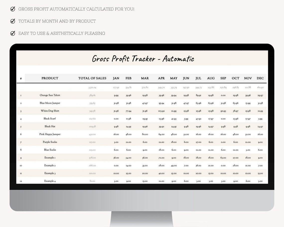 Sales Tracker Spreadsheet | Excel & Google Sheets Sales and Gross ...