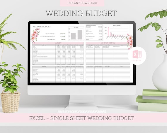 Wedding Budget Spreadsheet Excel Template Pink Wedding Budget - Etsy