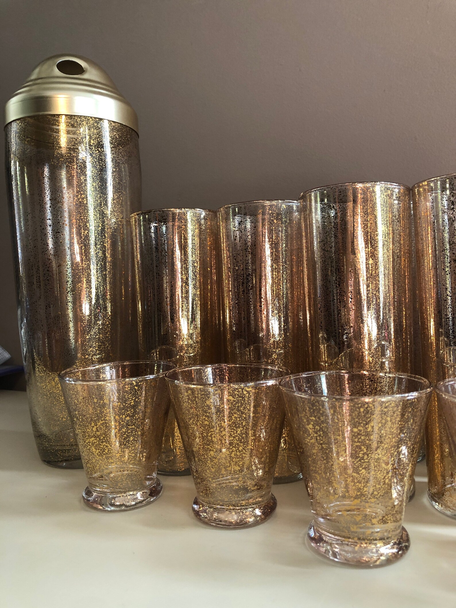 Vintage MCM 1960s Gold Speckled Confetti West Virginia Glass Cocktail ...