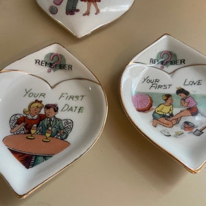 Vintage MCM 60s Valentine Love Kitsch Porcelain Little Serving Trays ...